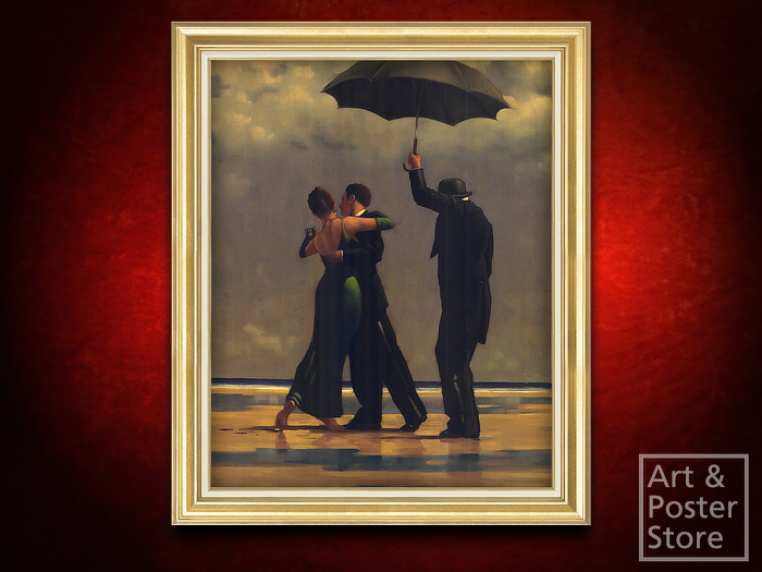 Second Life Marketplace - Dancer In Emerald | Vettriano Sensual Painting | Gold Fluted Frame
